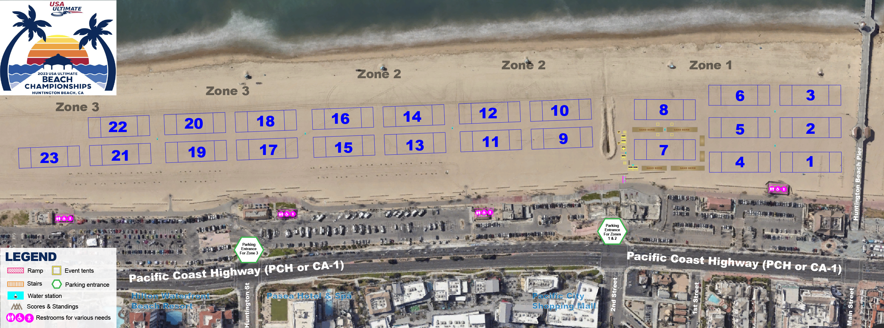 USAU Beach Natinals 2023 Event Map – CALIFORNIA ULTIMATE
